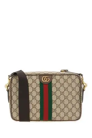 Gucci Monogrammed Crossbody Bag With Web Stripe Detail - Multicolor