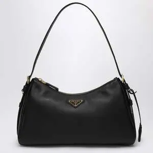 Prada Aimee Medium Leather Shoulder Bag - Black
