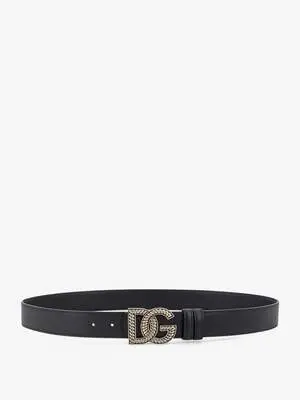 Dolce & Gabbana Leather Belt With Dg Logo Buckle - Multicolor