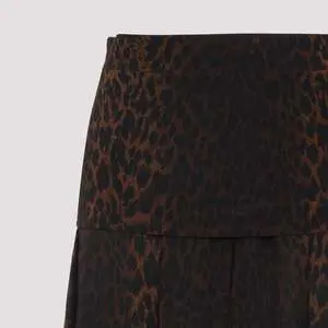 Balenciaga Animalier Printed Godet Midi Skirt - Brown