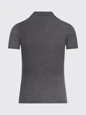 Max Mara Ribbed Knit Polo Shirt - Gray