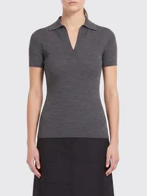 Max Mara Max Mara Ribbed Knit Polo Shirt Gray