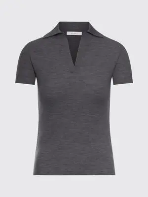 Max Mara Ribbed Knit Polo Shirt - Gray