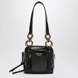 Prada Leather Mini Dangle Handbag - Black