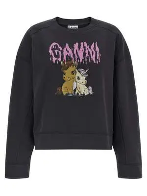 GANNI Isoli Sweatshirt With Graphic Print - Black