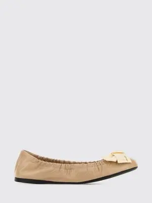 Prada Ballet Flats With Bow Detailing - Cream
