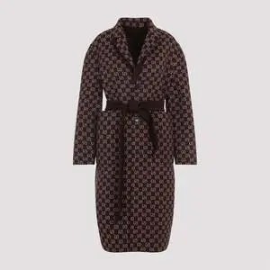 Gucci Double-face Gg Wool Coat - Brown