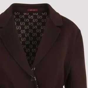 Gucci Double-face Gg Wool Coat - Brown