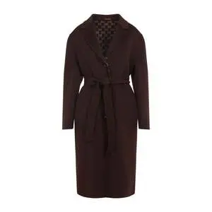 Gucci Double-face Gg Wool Coat - Brown