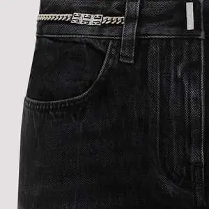 Givenchy Cotton Denim Pants With Metal Chain Detail