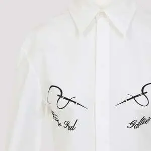 JEAN PAUL GAULTIER White Cotton Shirt With Flocked Logos
