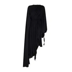 Balenciaga Polyester Draped Dress - Black