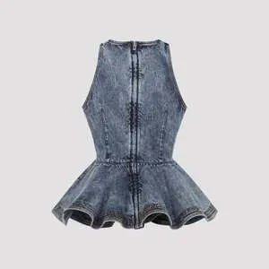 Alaïa Peplum Denim Top
