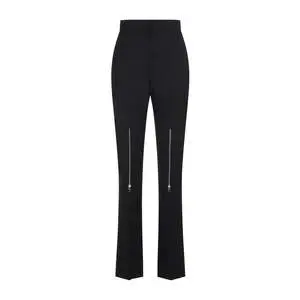 Alexander McQueen Wool Pants With Zipper Detail - Black