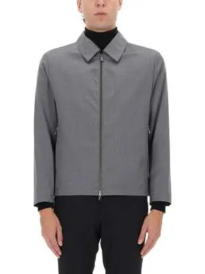 BOSS Slim Fit Virgin Wool Zip-up Jacket - Gray