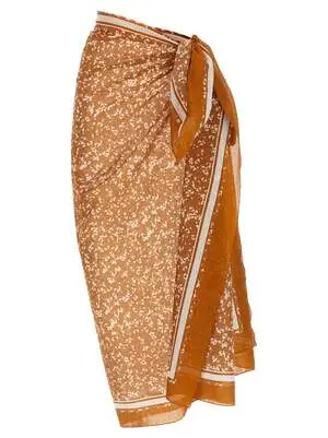 Kiton Printed Cotton Sarong Skirt - Brown