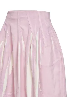 Marni Pink Screen-printed Denim Flared Midi Skirt