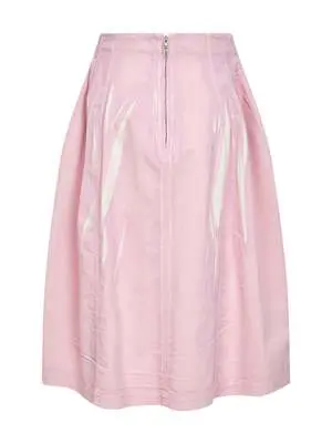 Marni Pink Screen-printed Denim Flared Midi Skirt - Multicolor