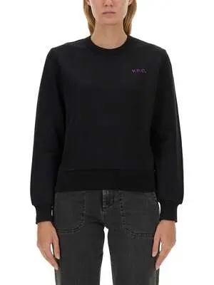 A.p.c. Crewneck Sweatshirt With Logo - Black