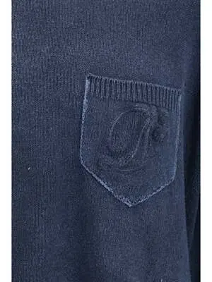 Dsquared2 Crew Neck Long Sleeve Sweater With Chest Pocket - Blue