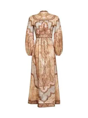 Zimmermann Tapestry Print Linen Wanderlust Midi Dress - Multicolor
