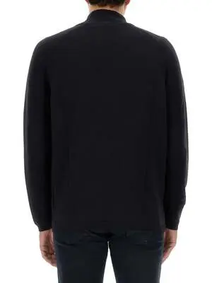 BOSS Sweatshirt With Logo And Stand Collar - Blue