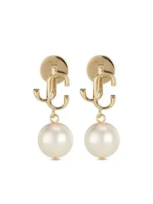 JIMMY CHOO Gold-finish Metal Jc Pearl Drop Earrings - Silver