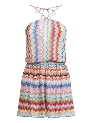 Missoni Jumpsuit In Lamé Viscose With Pixel-effect Zigzag Pattern - Multicolor