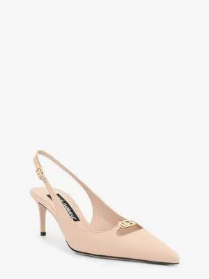 Dolce & Gabbana Leather Slingback Pumps With Metal Dg Logo - Multicolor