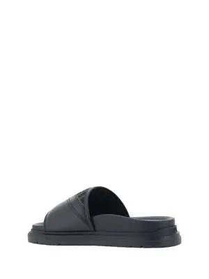 Fendi Ff Logo Jacquard Slide Sandals - Gray