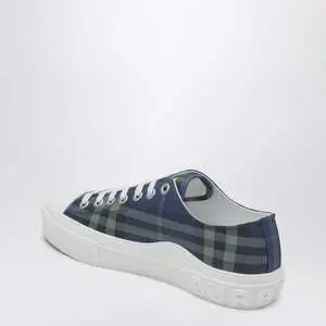 Burberry Check Cotton Sneakers With Rubber Sole - Blue