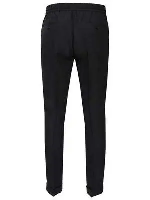 Paul Smith Slim Fit Linen Trousers With Drawstring And Pleats - Blue