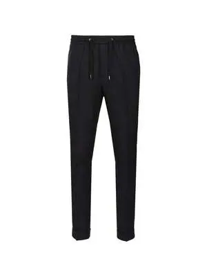 Paul Smith Slim Fit Linen Trousers With Drawstring And Pleats - Blue
