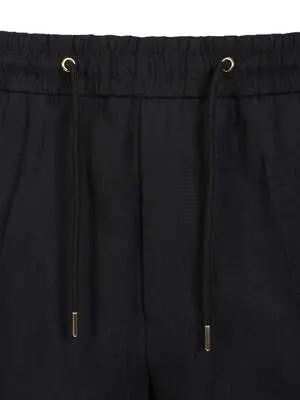 Paul Smith Slim Fit Linen Trousers With Drawstring And Pleats - Blue