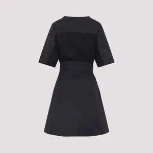 Moncler Cotton Mini Dress With Drawstring Waist - Black