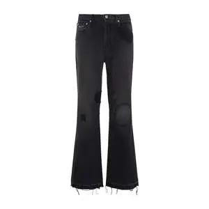 GALLERY DEPT. Cotton Flared Jeans With Fringed Hem