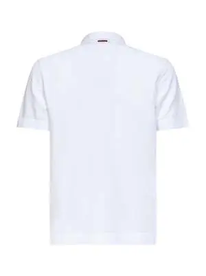 Zegna White Cotton Pique Polo Shirt With Chest Pocket - Multicolor