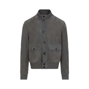 Zegna Leather Blouson Jacket - Gray