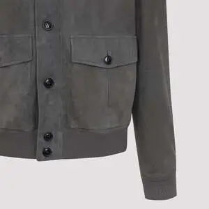 Zegna Leather Blouson Jacket - Gray