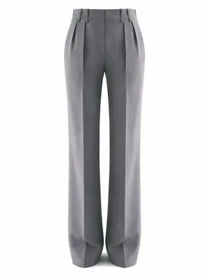 JIL SANDER Wool Gabardine Wide Leg Pants - Gray