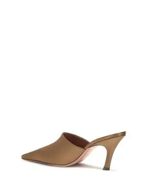 Amina Muaddi Jamie Pointed Toe Mules - Brown
