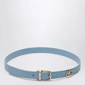 Dolce & Gabbana Logo Plaque Calfskin Belt - Blue