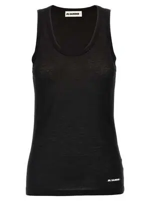 JIL SANDER Logo Cotton Top - Black