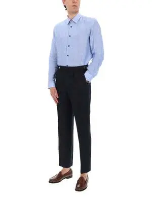 BOSS Tailored Linen Pleated Trousers - Blue