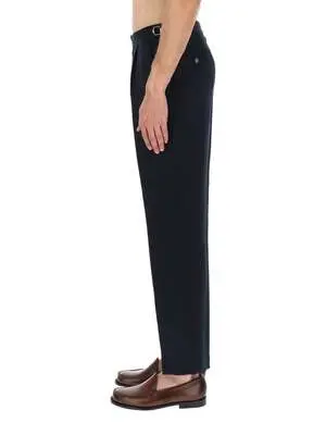 BOSS Tailored Linen Pleated Trousers - Blue