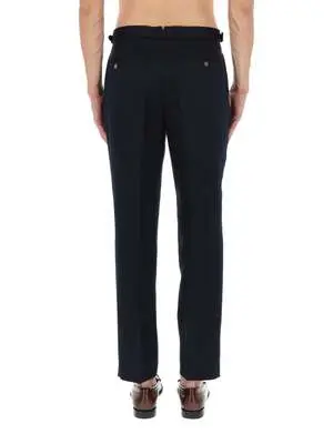 BOSS Tailored Linen Pleated Trousers - Blue