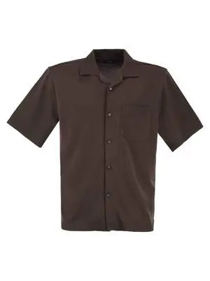 Herno Cotton Jersey Shirt With Chest Pocket - Brown