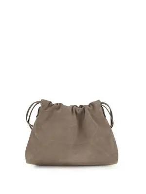 Brunello Cucinelli Brunello Cucinelli Suede Drawstring Pouch With Monile Embellishment Cream