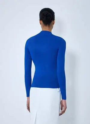 JIL SANDER Ribbed Mock Neck Long Sleeve Top
