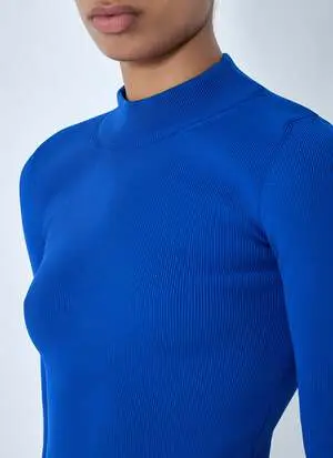 JIL SANDER Ribbed Mock Neck Long Sleeve Top